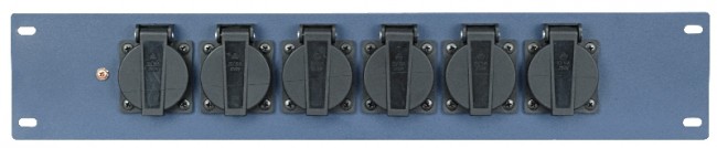 19" panel med 6 stk. 230V Schuko hun