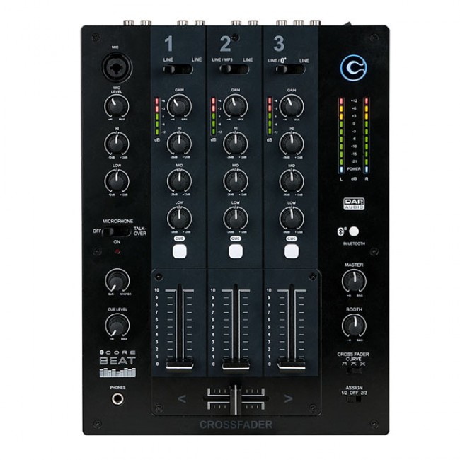 CORE Beat 3ch DJ mixer m. Bluetooth og talkover