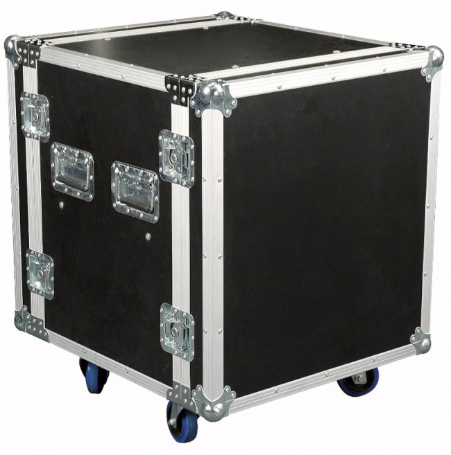 19" Flightcase-rack, 10U høj, 2 låg og shockproof