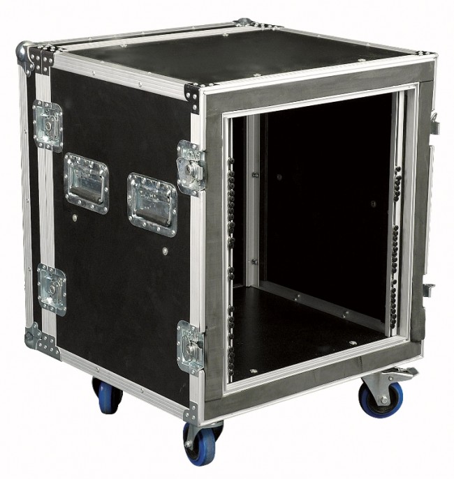 19" Flightcase-rack, 10U høj, 2 låg og shockproof