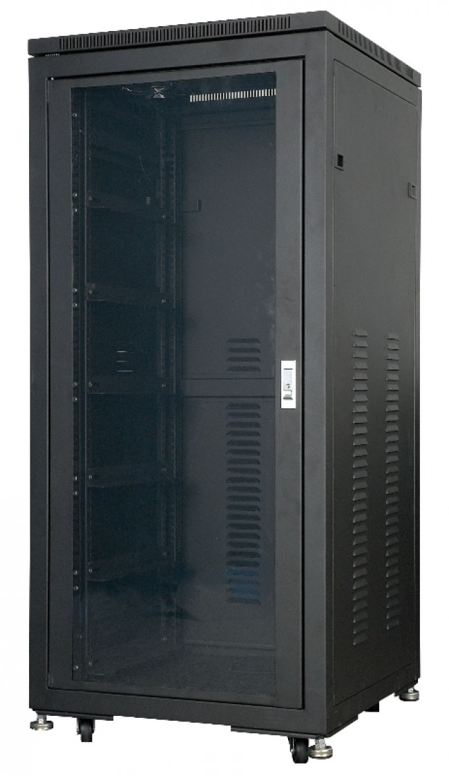 19" metal-rack i 28U med frontglas i dør