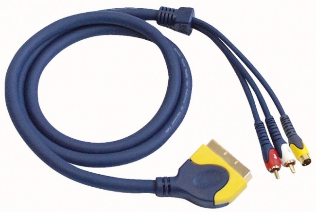 Scart -> 2 x phono han/S-VHS 1,5m